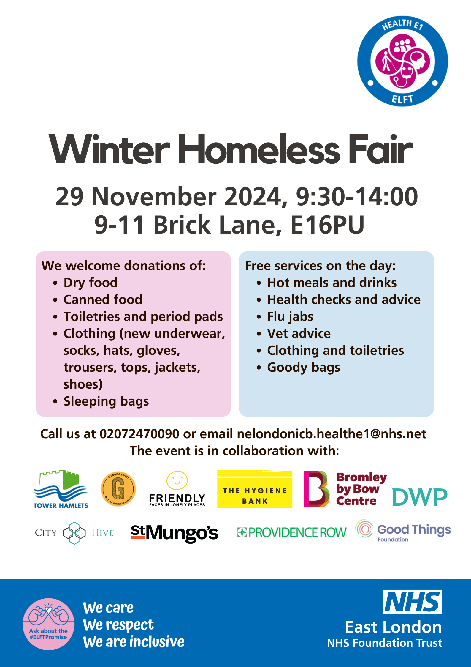 Tower Hamlets' GP Practice Appeal for Donations for Winter Homeless ...